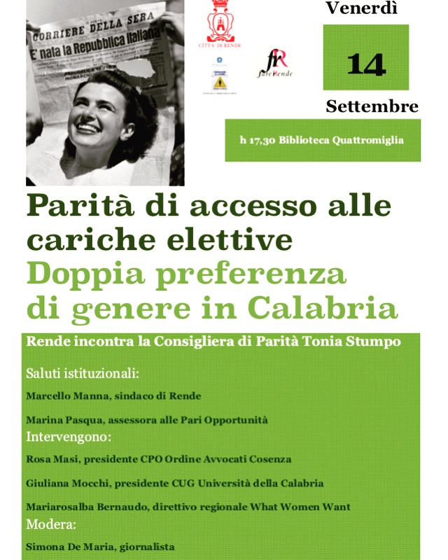 Doppia preferenza di genere: a Rende fa tappa il tour della consigliera ...