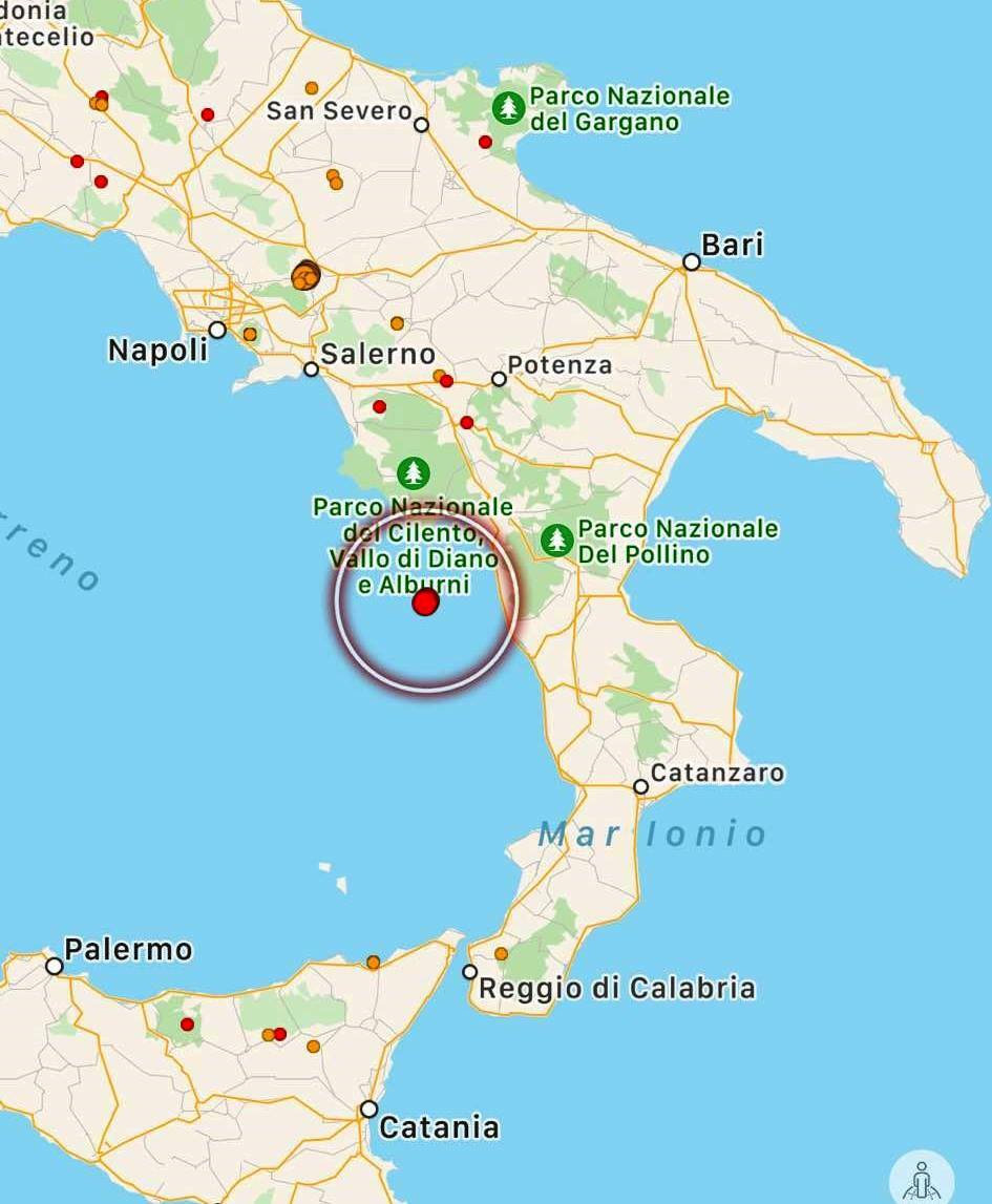 Calabria: scossa di terremoto al largo di Scalea [MAPPE E DATI]