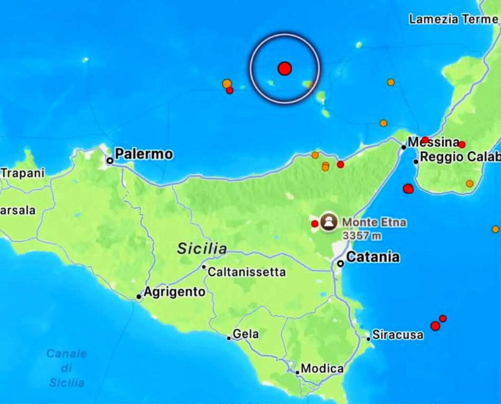 Terremoto al largo delle Isole Eolie, scossa nel Tirreno | DATI E MAPPE